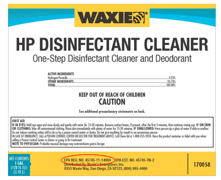 EPA Emerging Viral Pathogens & Hard Surface Disinfectants
